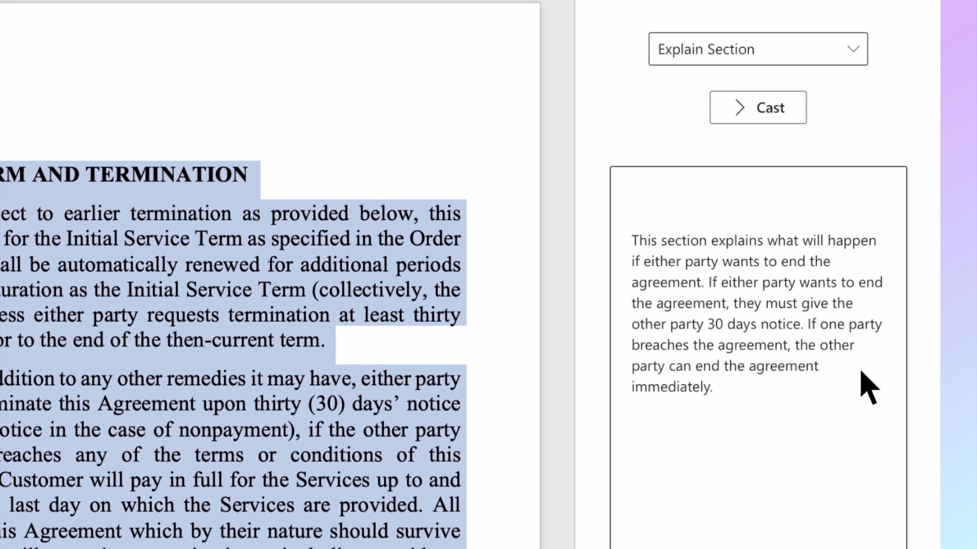 Explain Section Spellbook AI Contract Drafting Review